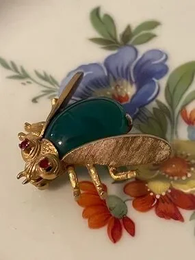 Les Bernard | Jewelry | Vintage Les Bernard Gold Tone Green Jelly Belly ...